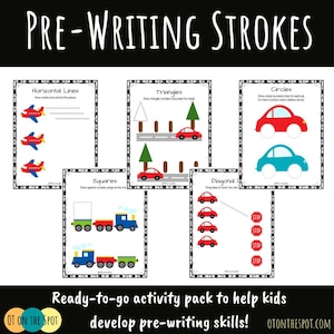 Pre-writing Strokes and Skills Activity Packet Vehicle Theme for ...