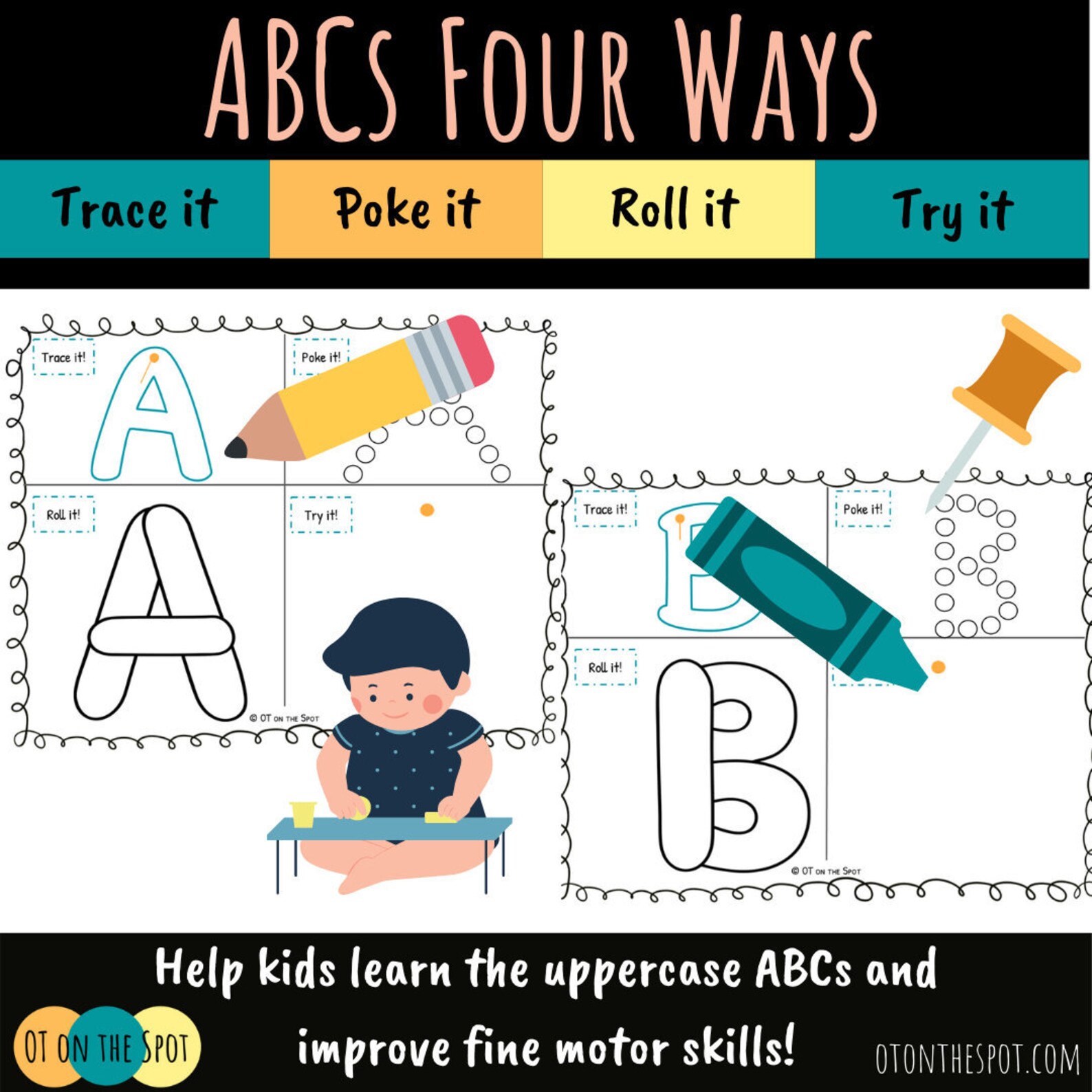 Uppercase Abcs Four Ways Printable Packet for Learning How to Write ...