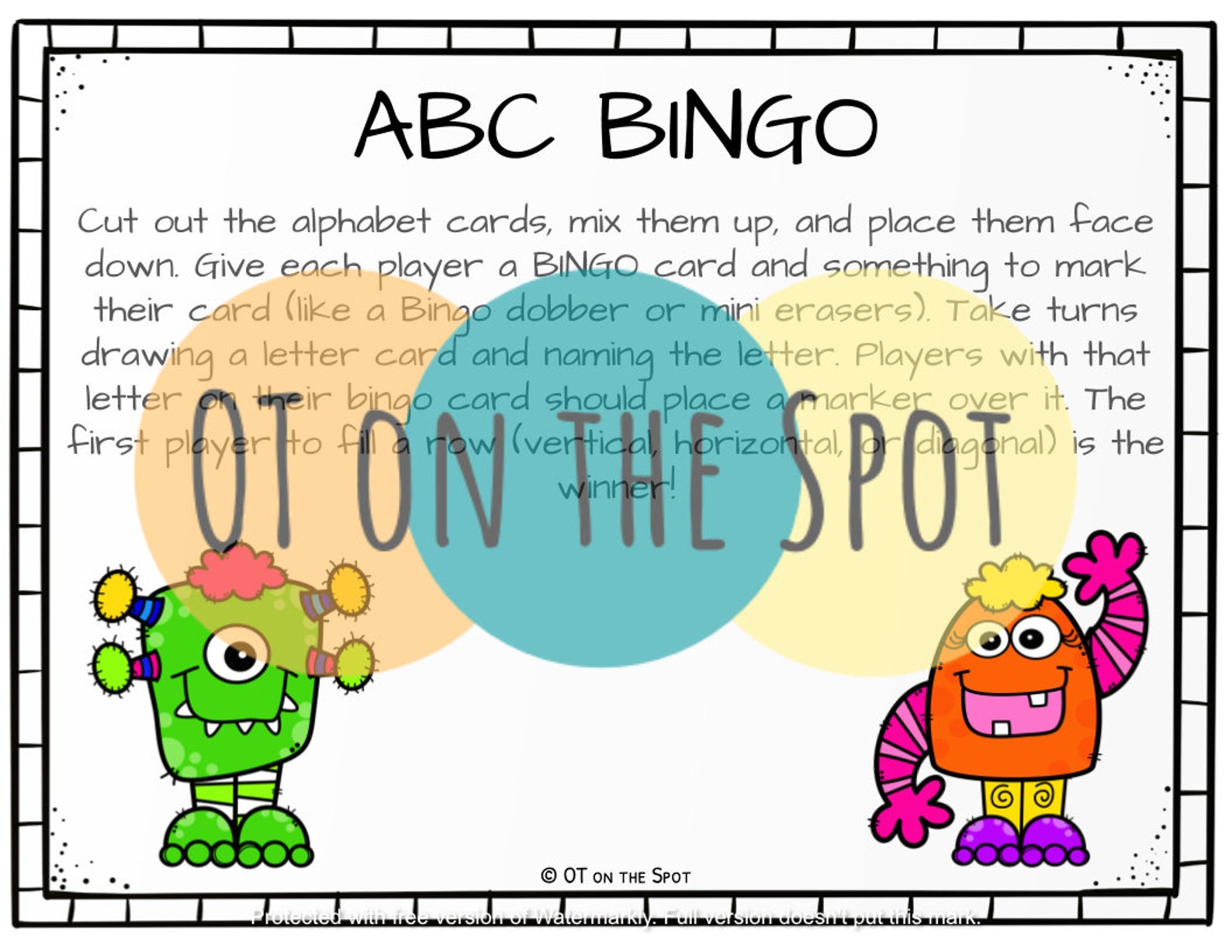 ABC Board Game Printables for Occupational Therapists, Teachers, and ...