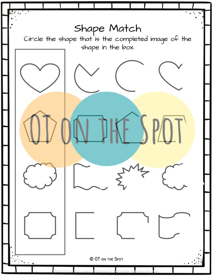 Form Constancy and Visual Closure Printable Activity Packet for Parents ...