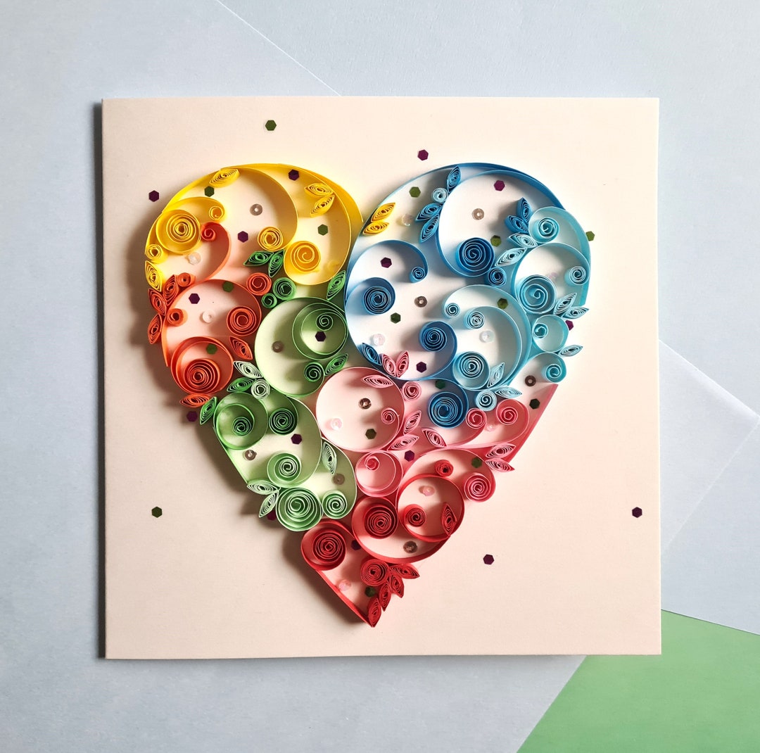 Handmade Quilled Heart Card Anniversay Wedding Love Valentines - Etsy