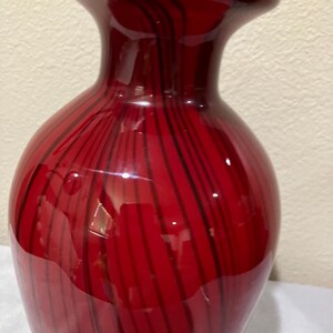 Vintage Hand Blown Black and Red Colored Vase - Etsy