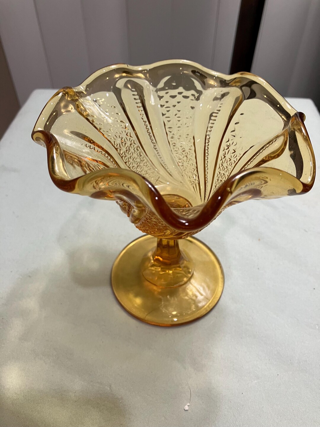 Vtg Amber Compote/ Candy Dish - Etsy