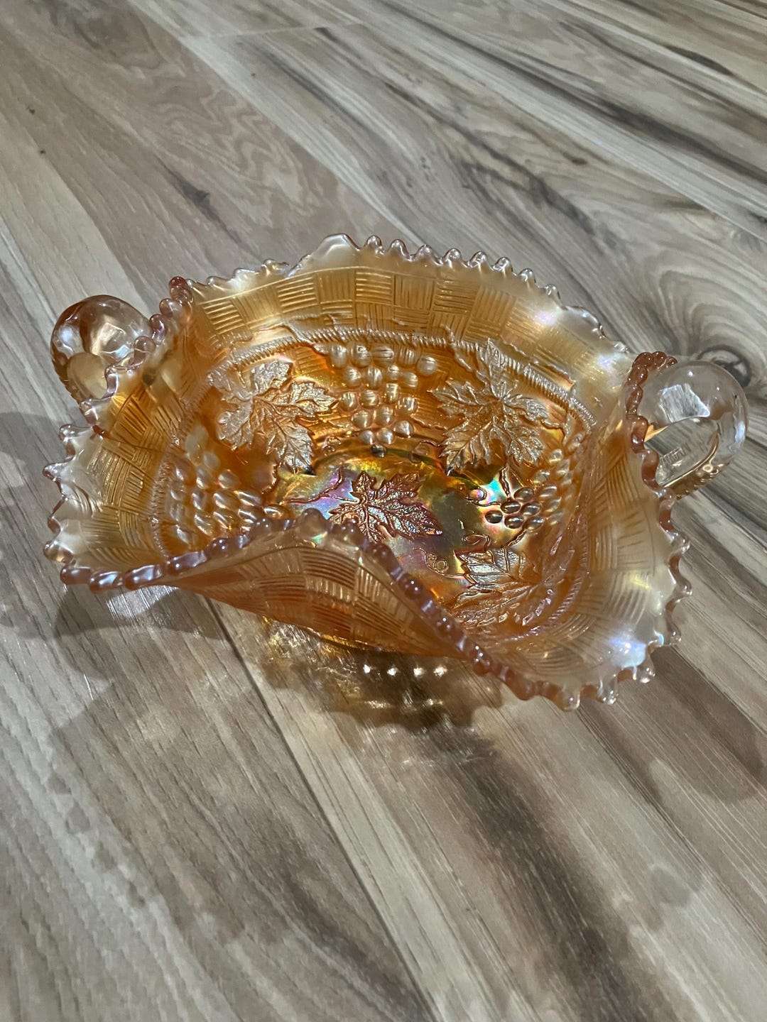 Antique Marigold Carnival Glass Candy Dish With Handles - Etsy
