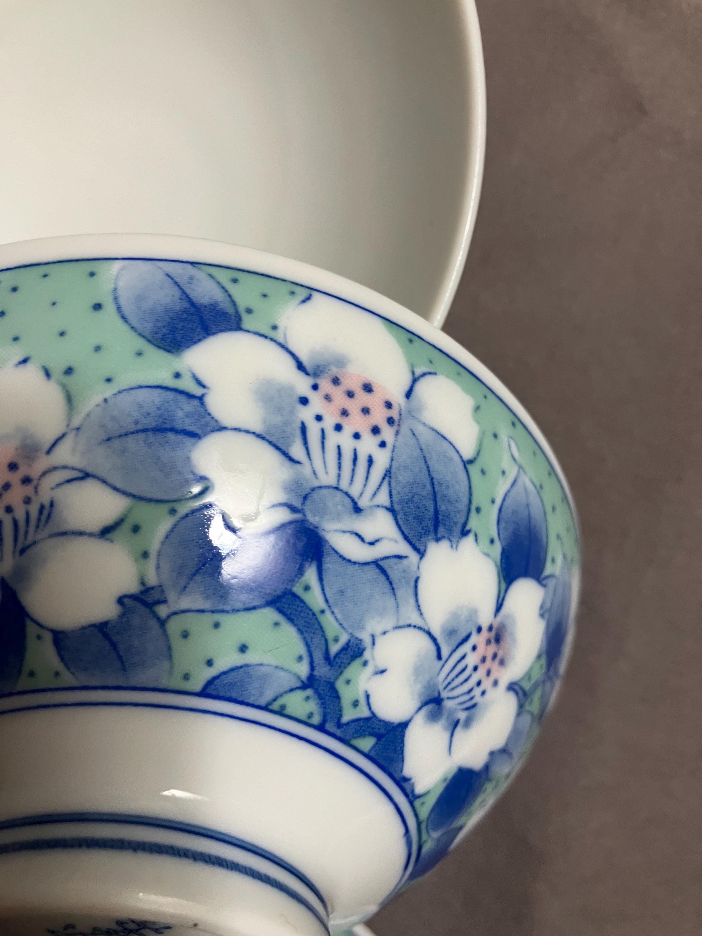 Vtg Set of 4 Blue Floral Japanese Porcelain Rice Bowls - Etsy
