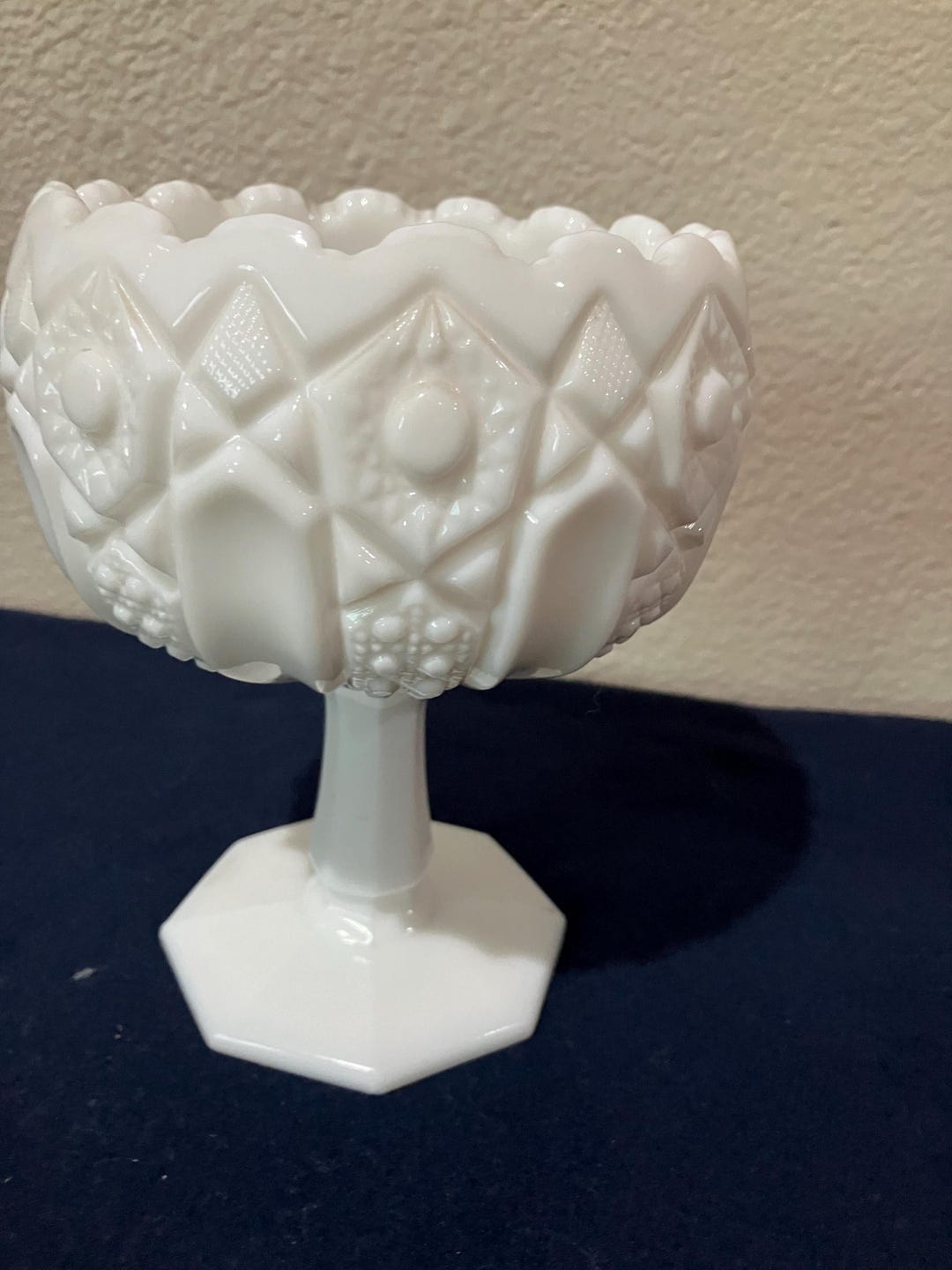 Vtg Smith Glass White Milk Glass Round Compote - Etsy