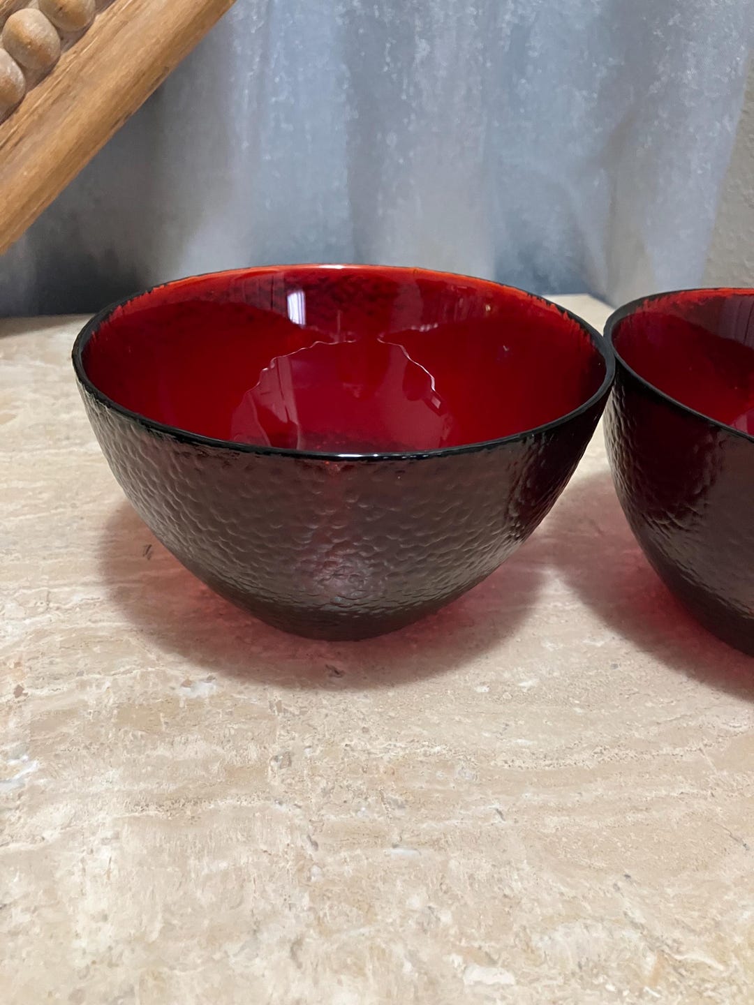 Vtg Textured Ruby Red Cereal Bowls. Set of 5 - Etsy