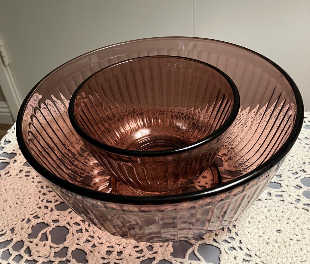 Vtg. Pyrex Cranberry Ribbed Mixing Bowls. Set of 2. - Etsy