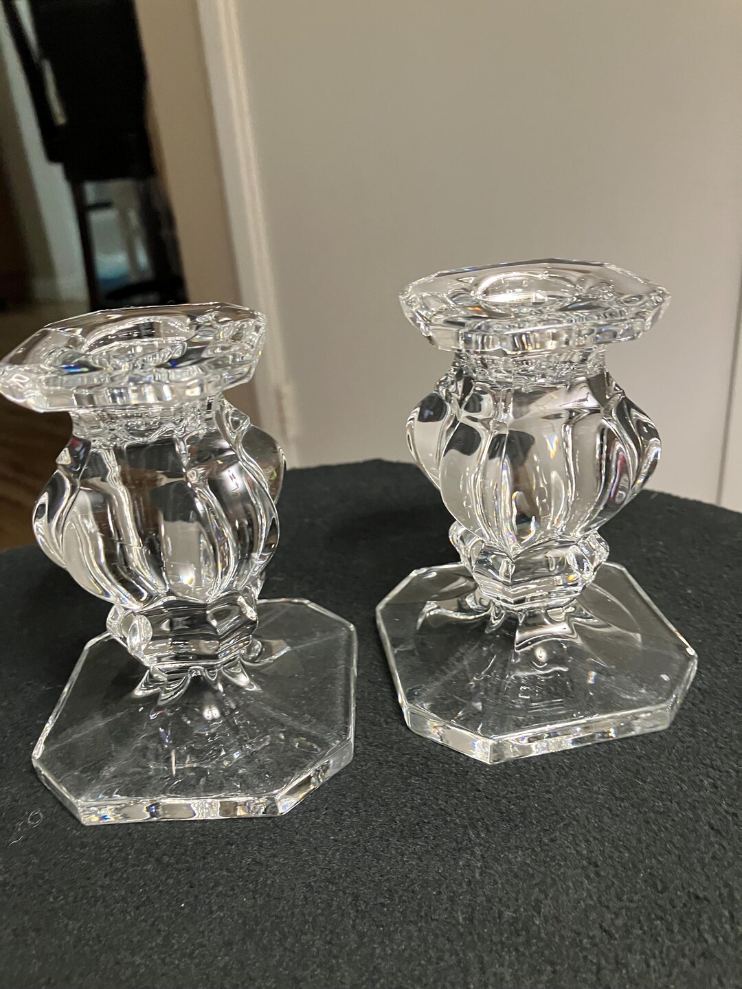 Vtg Pair of Gorham Baroque Crystal Candlestick Holders, Made in West ...