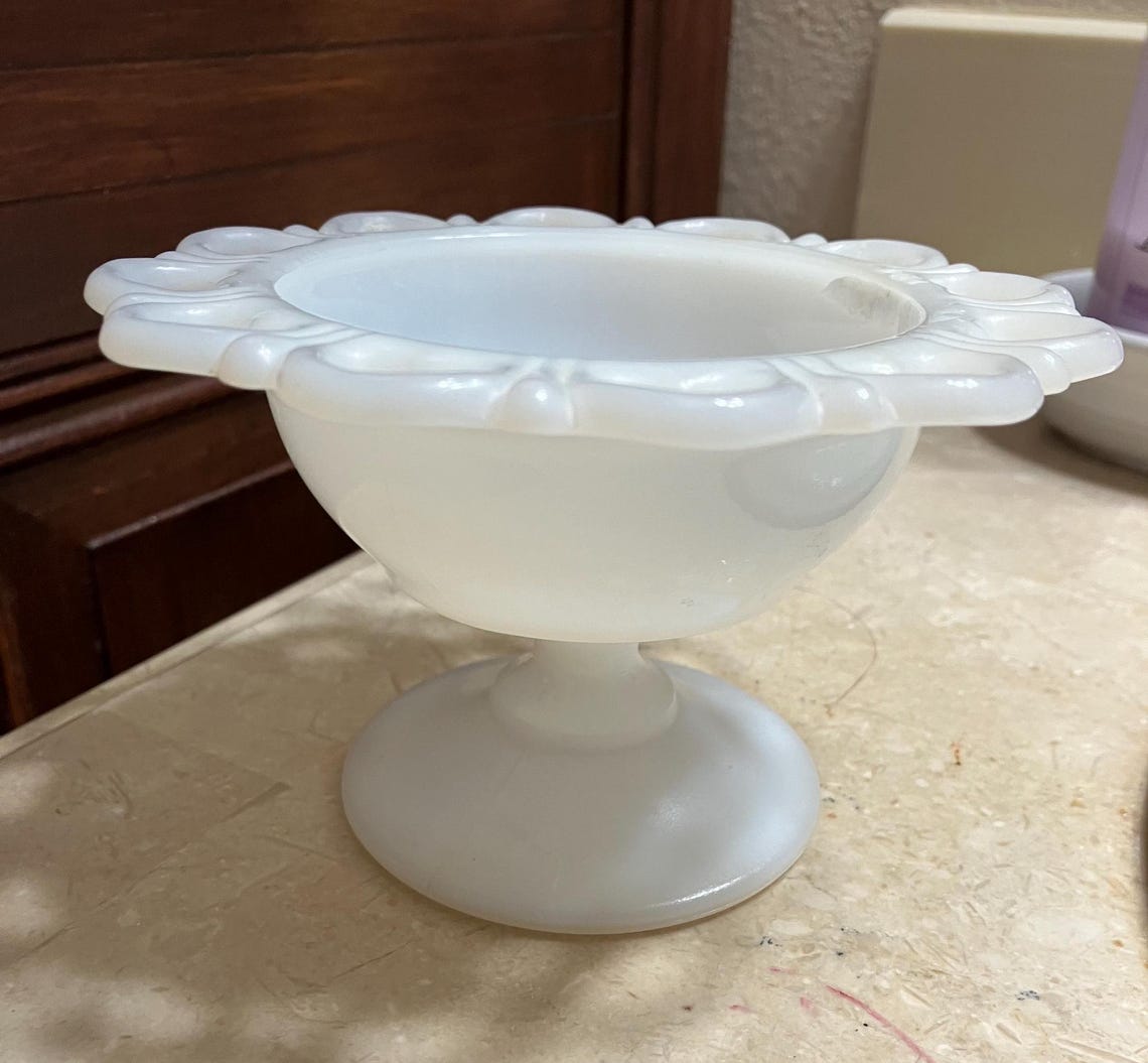 Vtg White Milk Glass Small Open Lace Footed Candy Dish. - Etsy