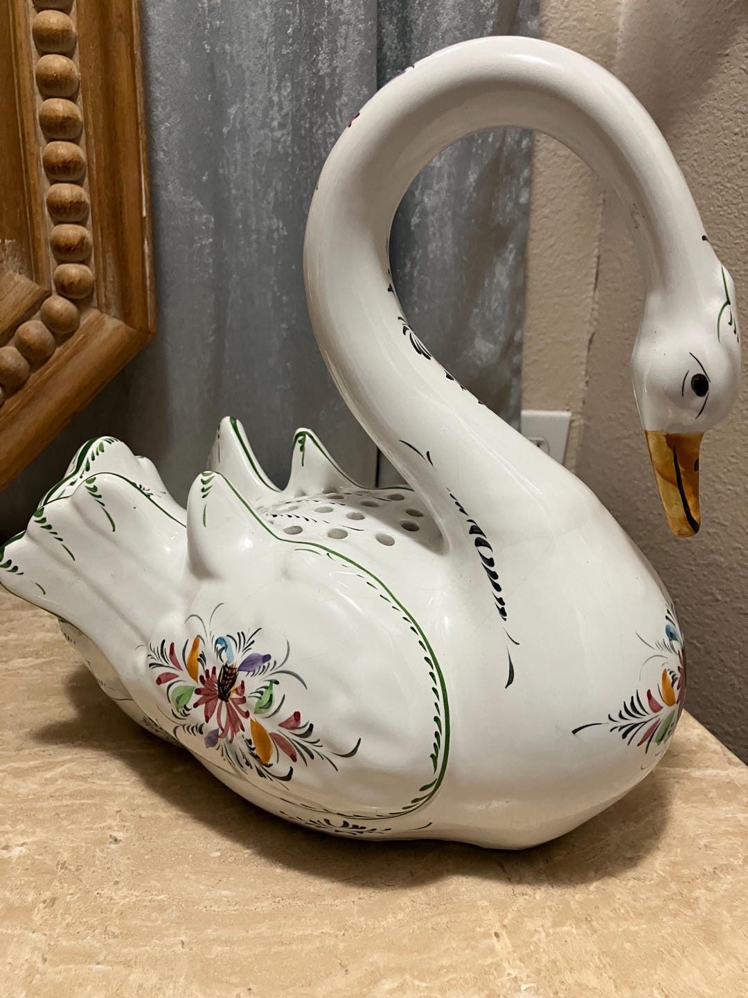 Vintage Large Hand Painted Swan Made in Portugal - Etsy