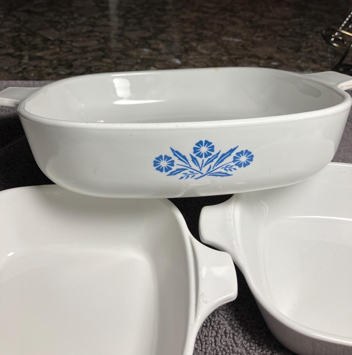 Vintage Corning Ware Cornflower 8” Baking Casserole Bowl and 2 Small ...