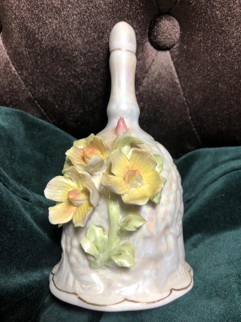 Vintage off White Iridescent Dinner Bell - Etsy