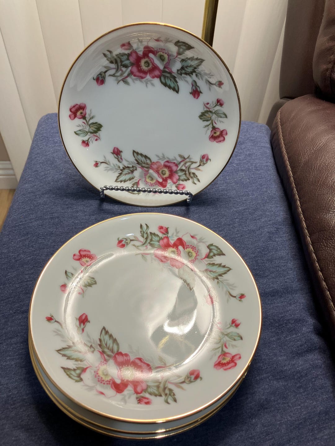 Vtg. Hira Fine China Prarie Rose Pattern Salad Plates Set of 3. Made in ...