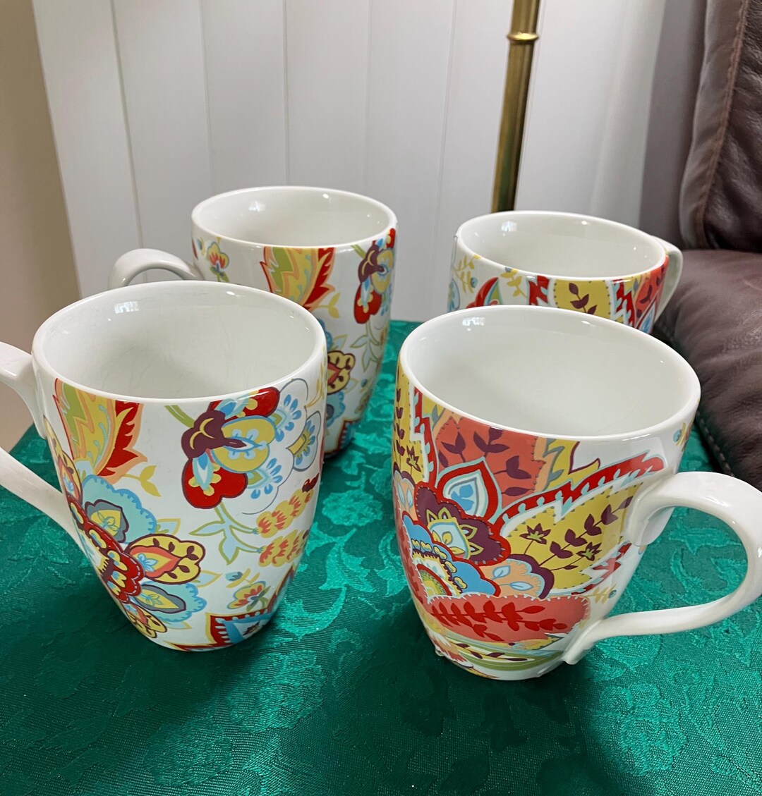 Vtg Coventry Fine Porcelain Floral Coffee Mugs. Set of 4 - Etsy