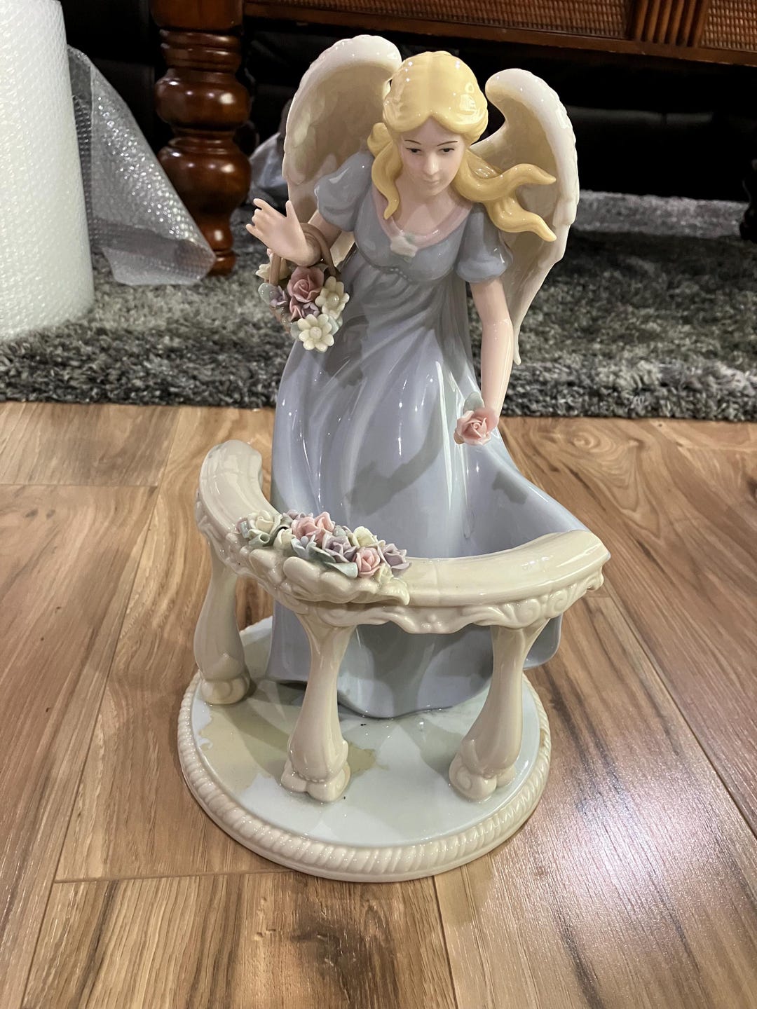 Vtg Large Porcelain Angel Standing on a Balcony. - Etsy