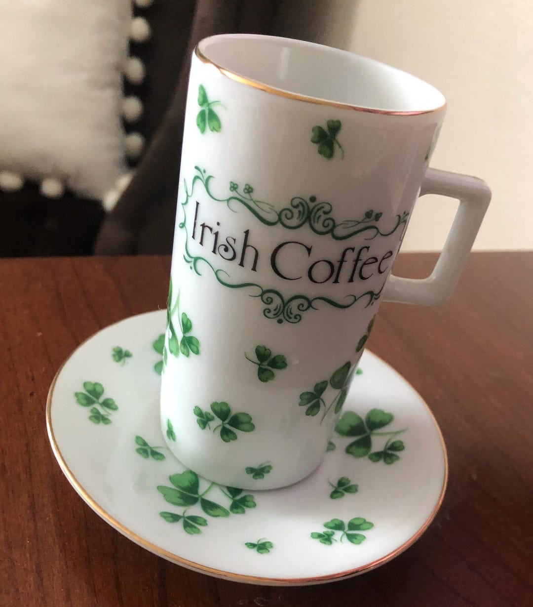 Lefton China 3 Leaf Clover Irish Coffee Miniature Coffee Cup and Saucer ...