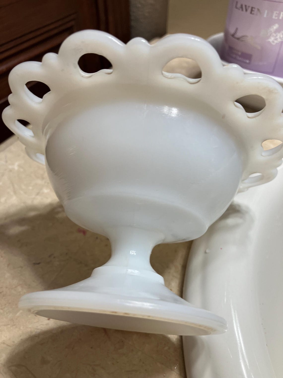 Vtg White Milk Glass Small Open Lace Footed Candy Dish. - Etsy