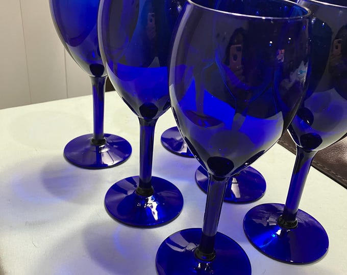 Pier One Colbolt Blue Wine Glasses Set of 4 - Etsy