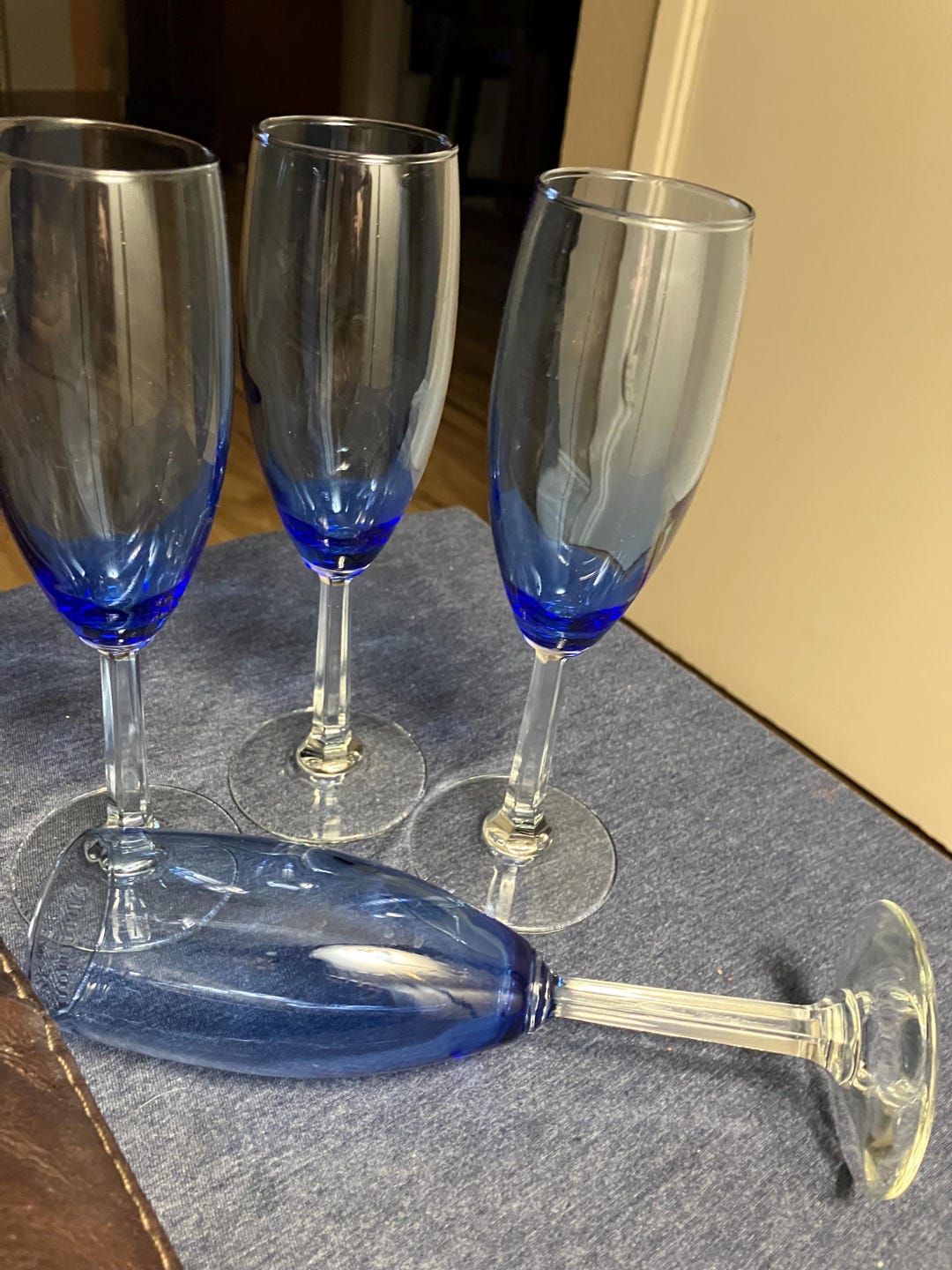 Vtg. Libbey Vina Blue Champagne Flutes. Set of 4 - Etsy