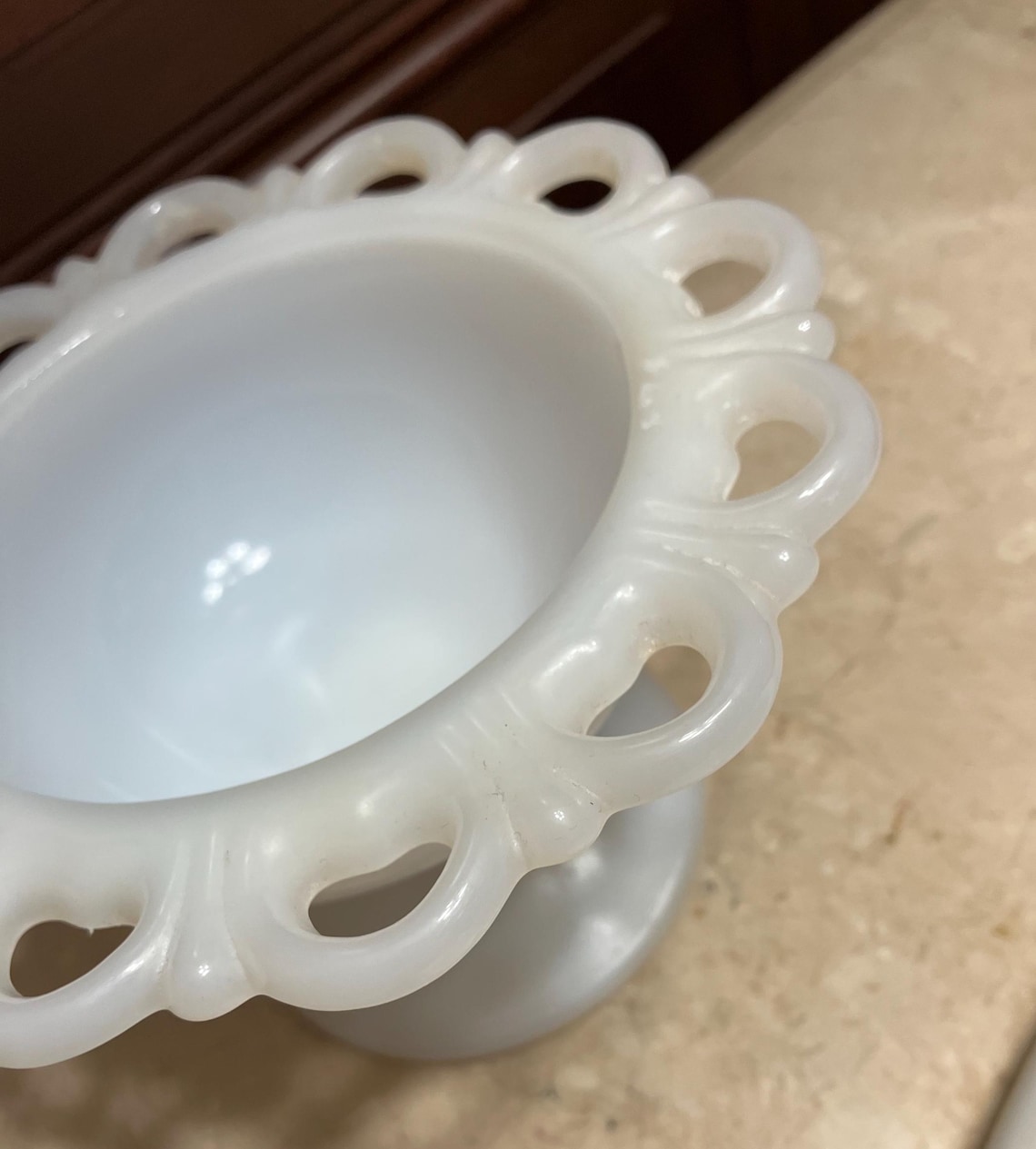 Vtg White Milk Glass Small Open Lace Footed Candy Dish. - Etsy