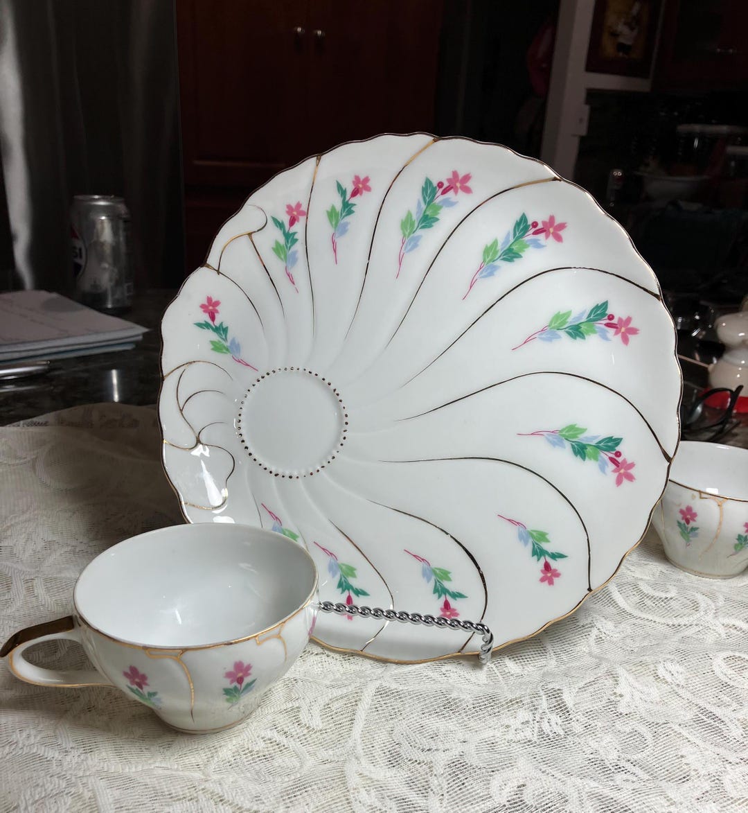 Vtg. Ina7 by Inarco Japan Porcelain Cup and Sandwich Plate. Set of 4 ...