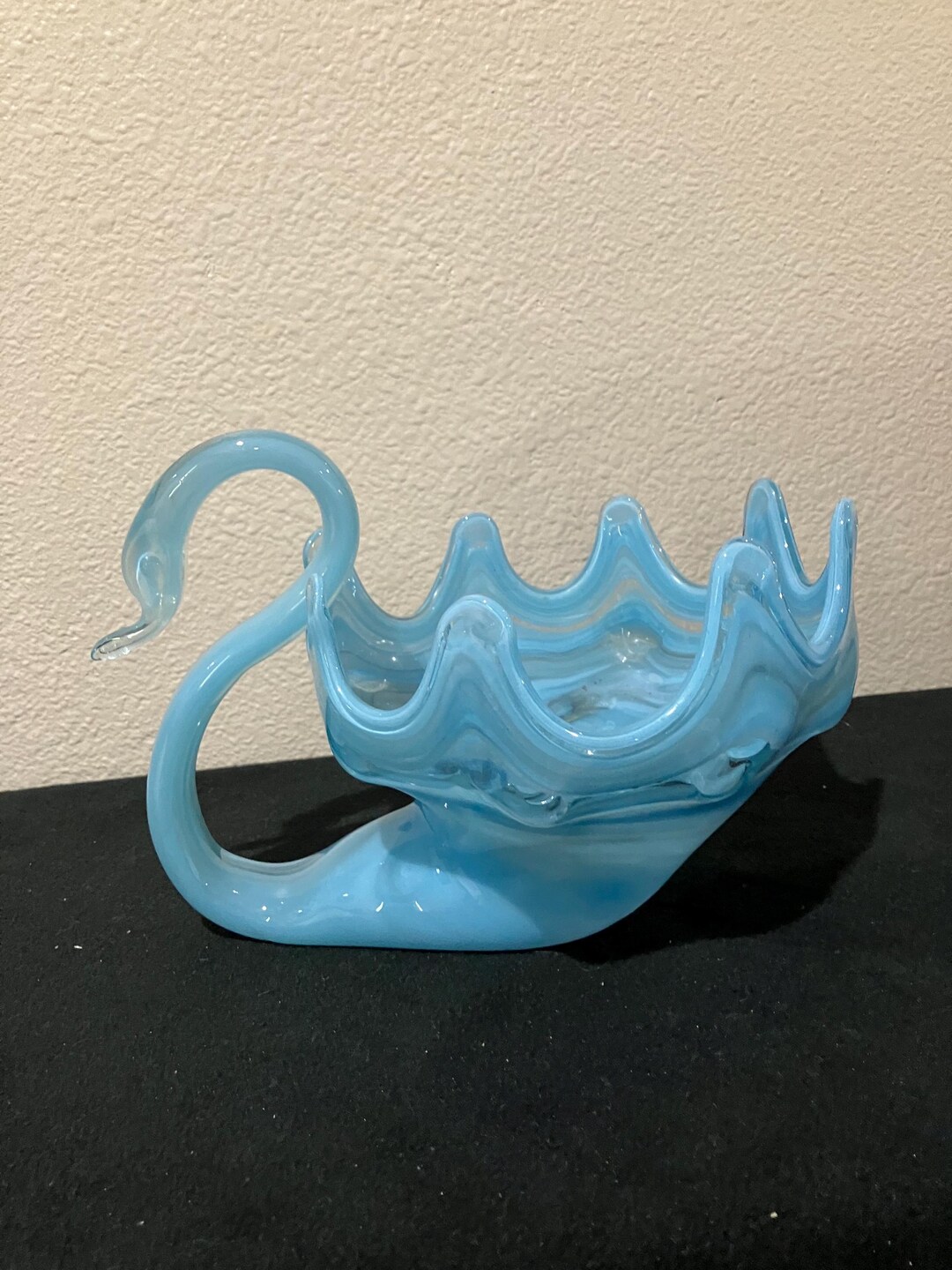 Vintage Sooner Art Glass Aqua Blue Swan. - Etsy