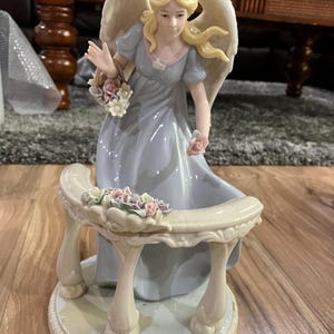 Vtg Large Porcelain Angel Standing on a Balcony. - Etsy