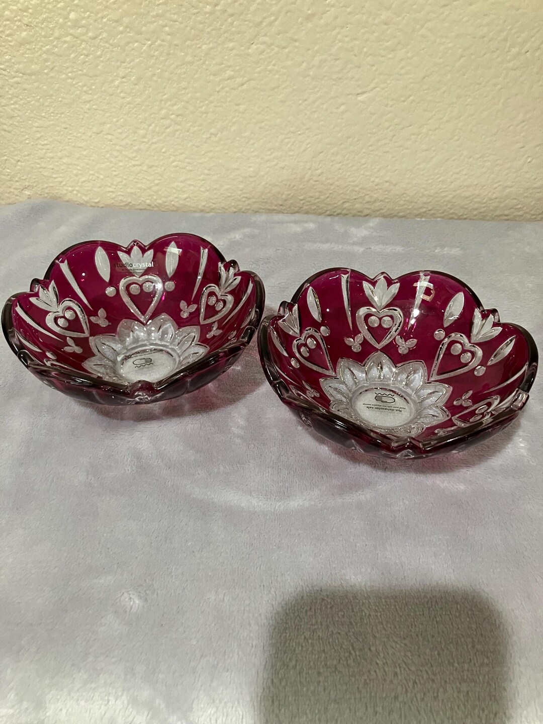 Vintage Queen Elizabeth Ruby Red Cut on Clear Glass Bowls - Etsy