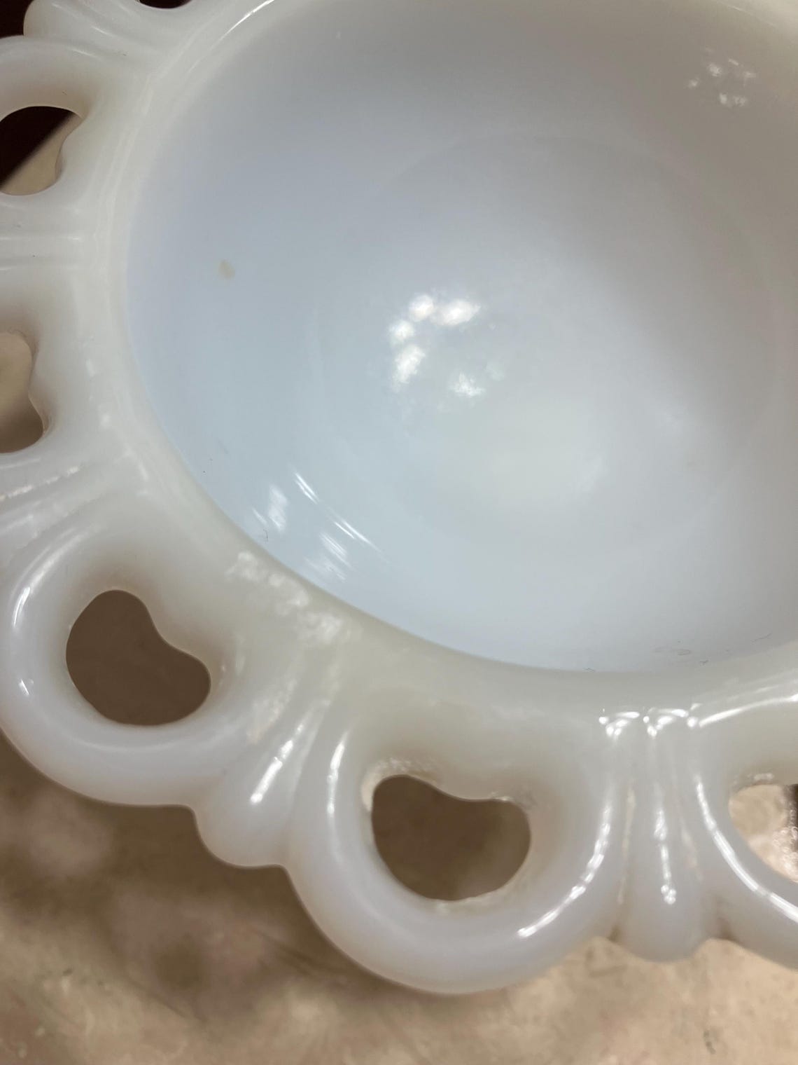 Vtg White Milk Glass Small Open Lace Footed Candy Dish. - Etsy