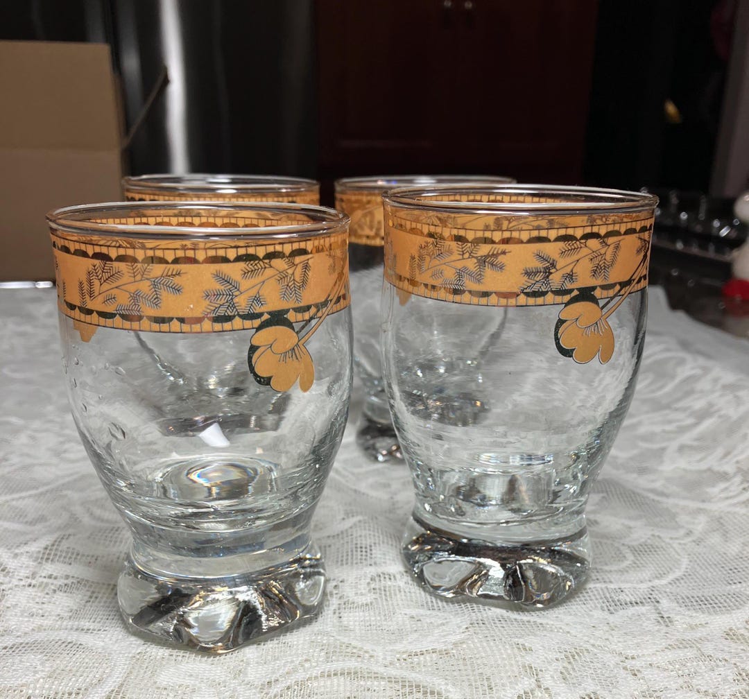 Vtg. Shot Glasses Hand Blown With Gold Rim. Set of 4 - Etsy