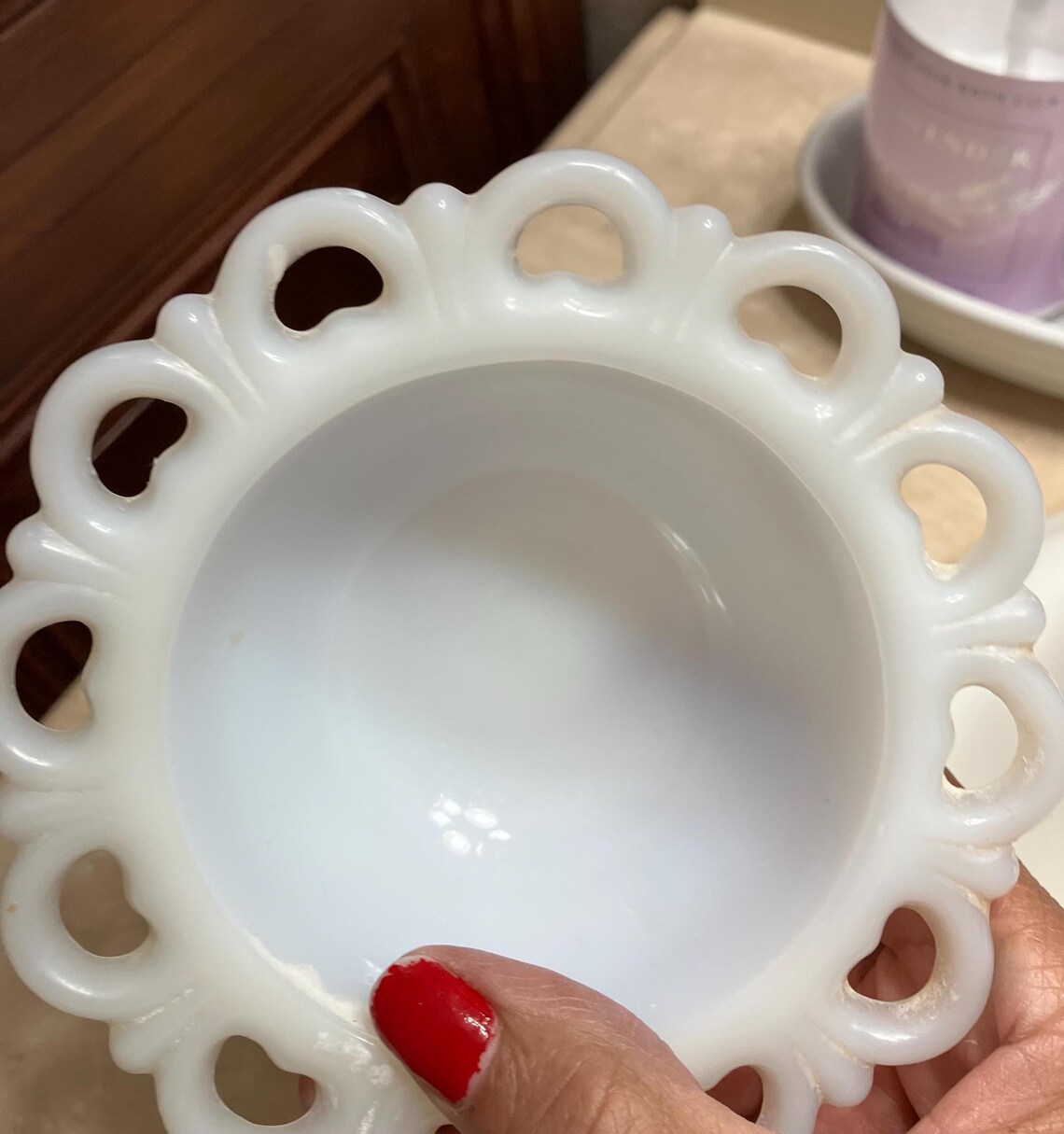Vtg White Milk Glass Small Open Lace Footed Candy Dish. - Etsy