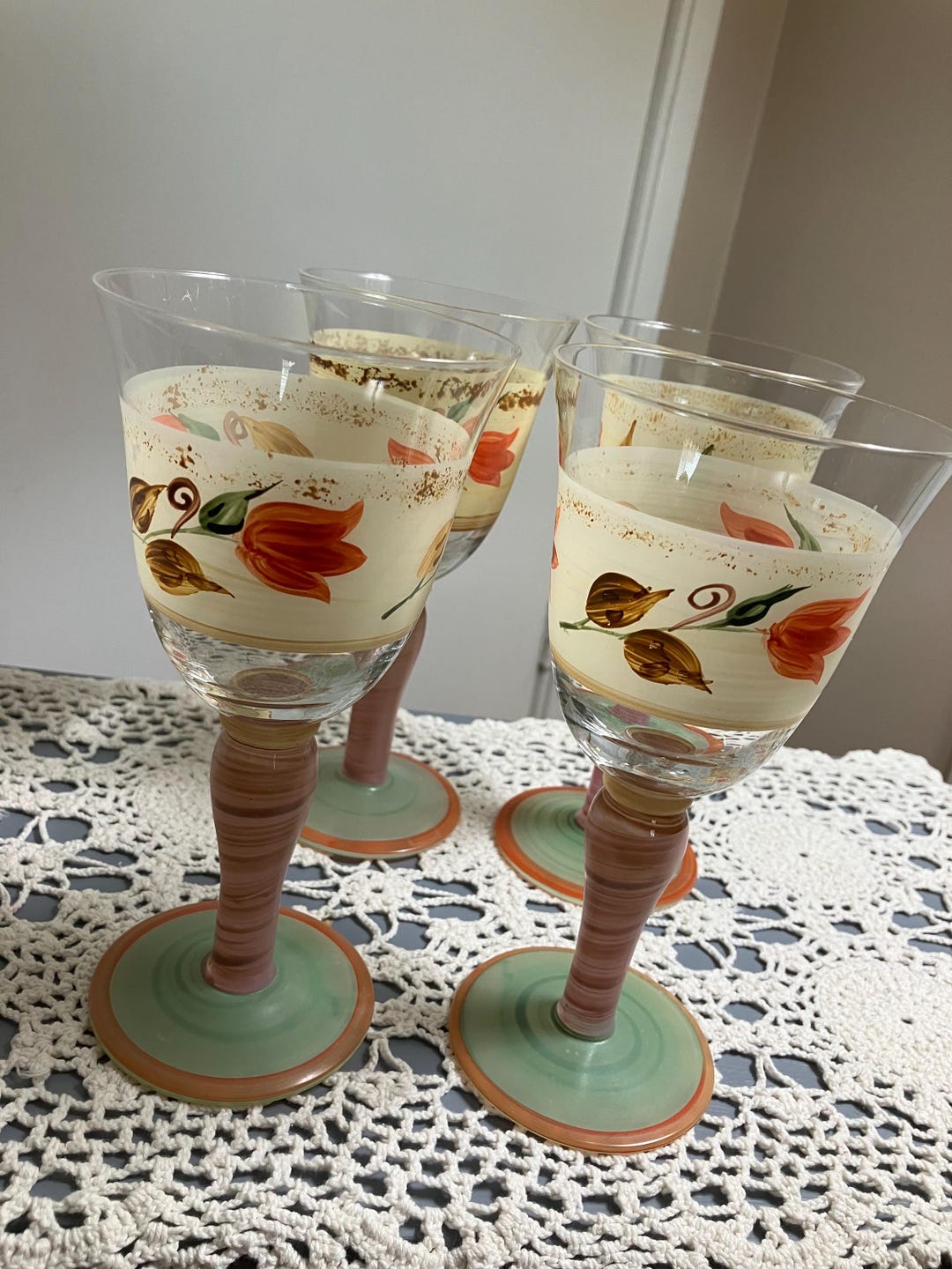 Gibson Hand Painted Water/wine Goblets. Set of 3 - Etsy
