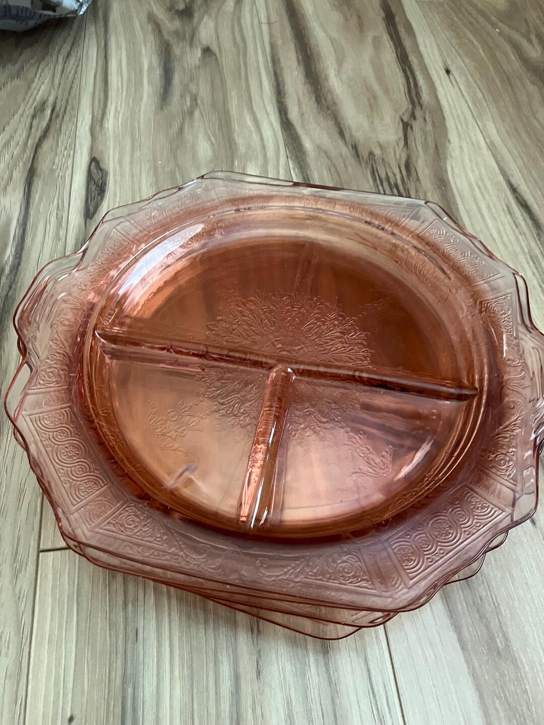 Vtg Set of 4 Pink Depression Glass Plates With Separations - Etsy