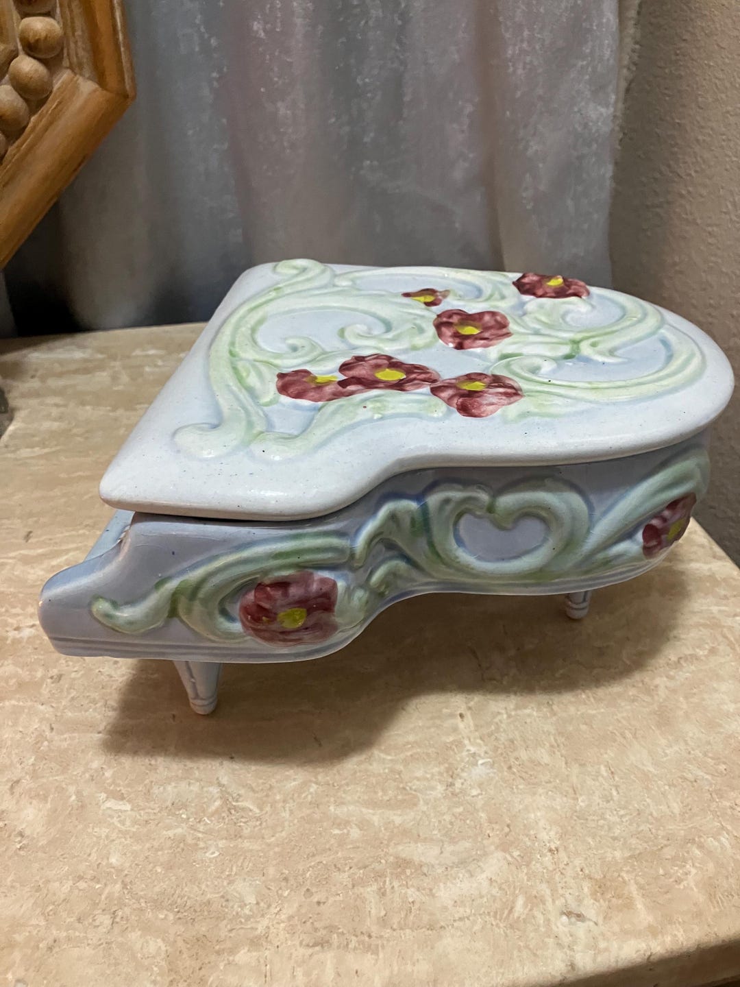 Vintage Ceramic Piano Shaped Jewelry Box. - Etsy