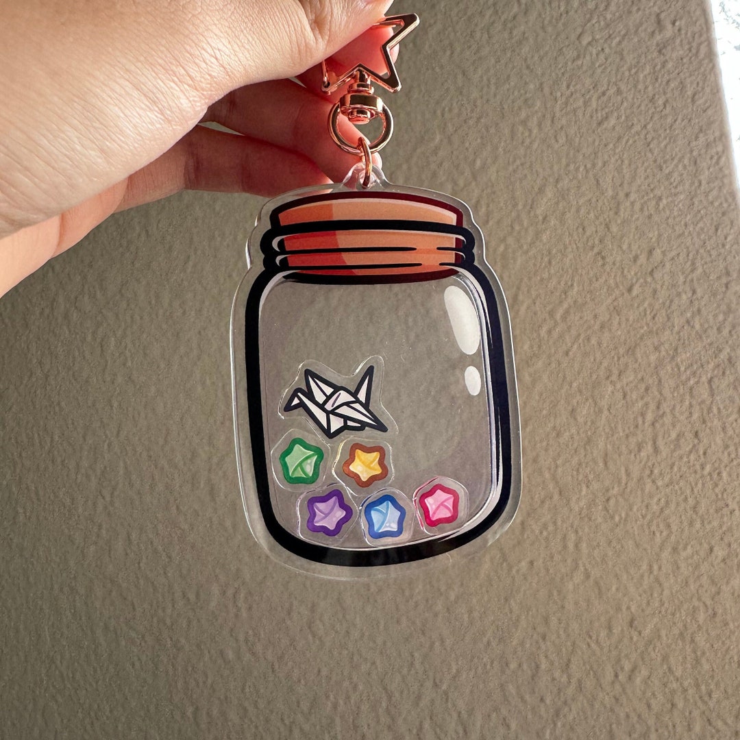 Jar of Paper Stars Shaker Keychain - Etsy
