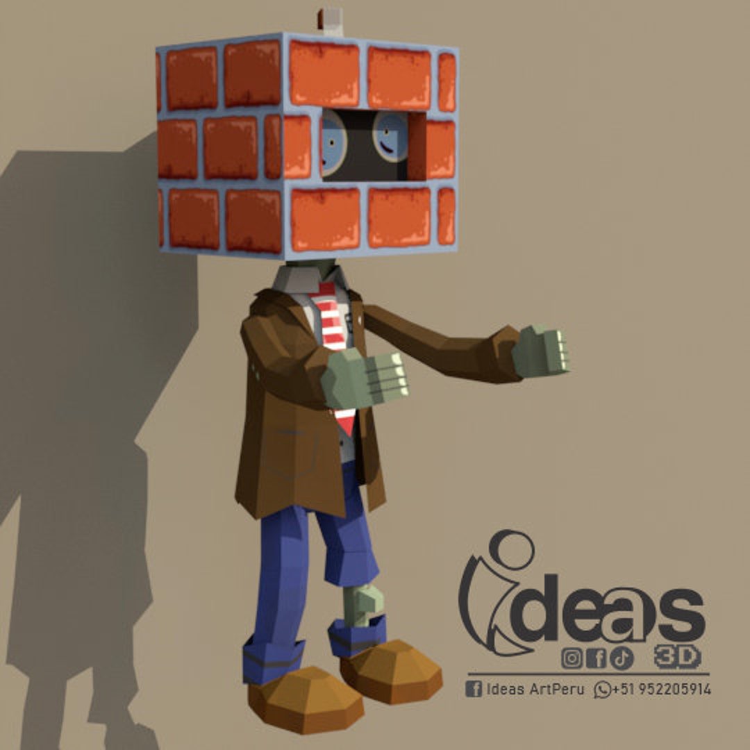 ZOMBIE BRICK HEAD With Texture - Etsy