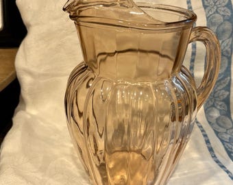 Vintage Pink Depression Glass Large 8 Inch 60 Ounce Pitcher (anchor ...