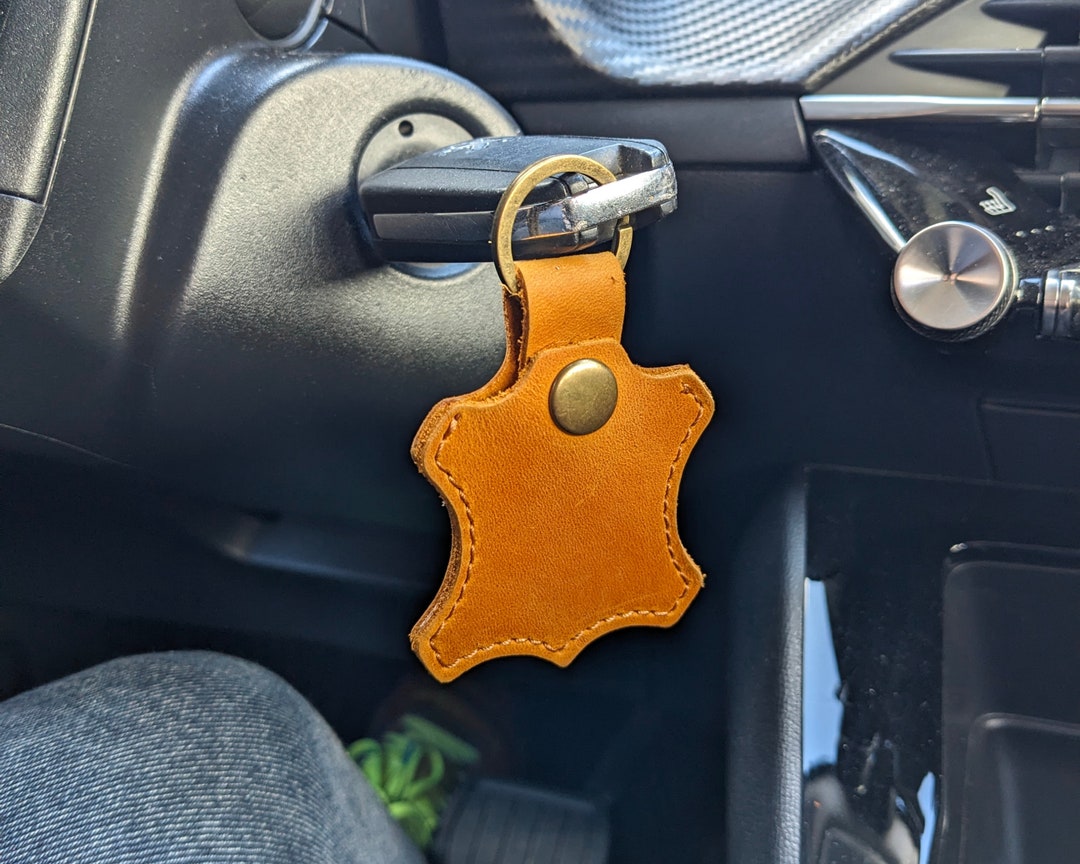 Custom Leather Keychain Case, Apple AirTag Keyring Holder, Personalized ...