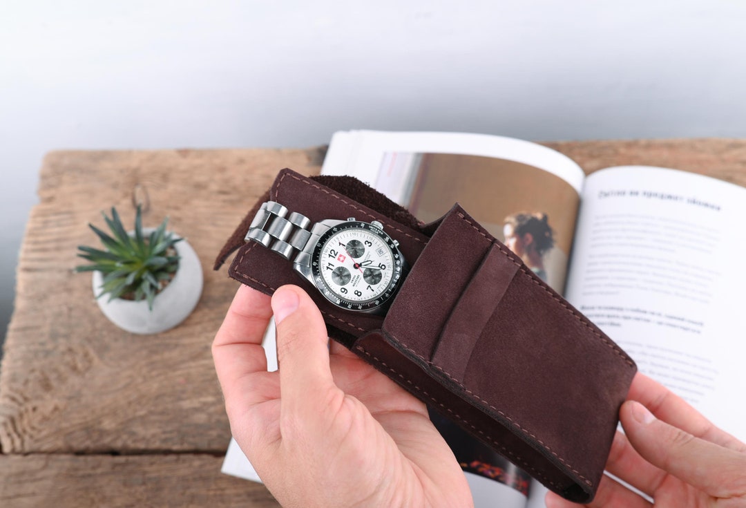 Custom Leather Watch Pouch, Personalized Engraved Watch Case, Single ...