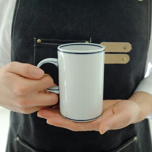 Blue and White Handmade Ceramic Round Mug: Large Size Mug, Latte Mug ...