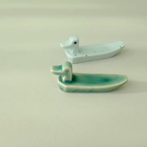 Set of Two Handmade Ceramic Duck Spoon & Chopstick Rest: Celadon Spoon ...