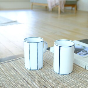 Blue and White Handmade Ceramic Round Mug: Large Size Mug | Etsy