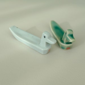 Set of Two Handmade Ceramic Duck Spoon & Chopstick Rest: Celadon Spoon ...