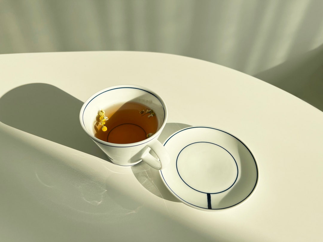 Blue and White Tea Mug With Saucer: Coffee Mug Tea Mug Mug - Etsy