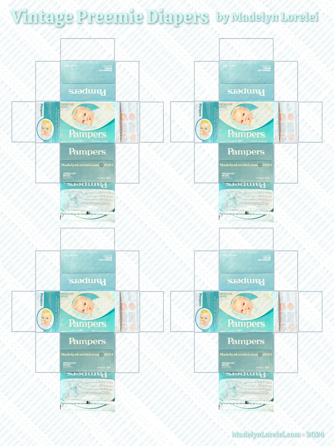 Vintage Preemie Pampers Barbie-sized Printable PDF - Etsy