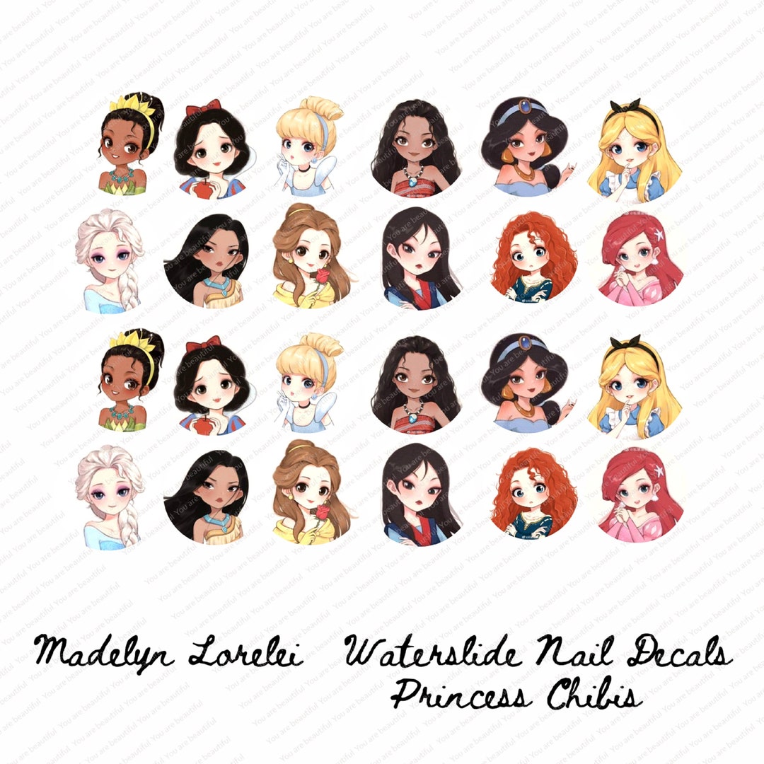 Princess Chibis Waterslide Nail Decals - Etsy