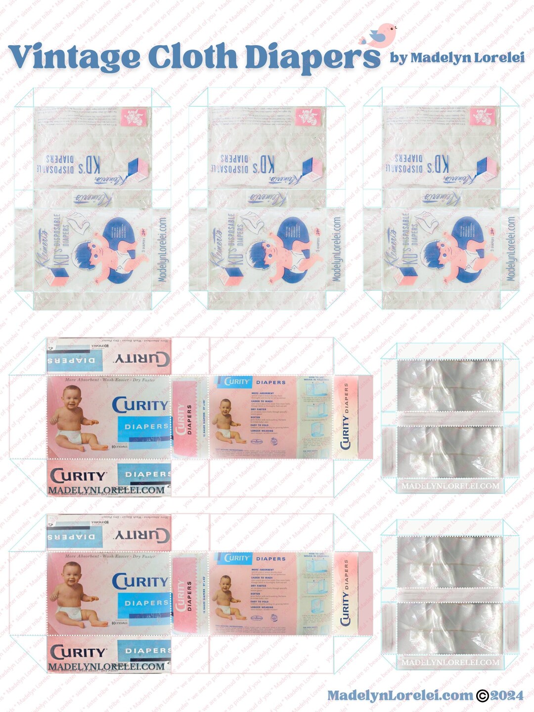 Vintage Cloth Diapers Barbie-size Printable PDF - Etsy