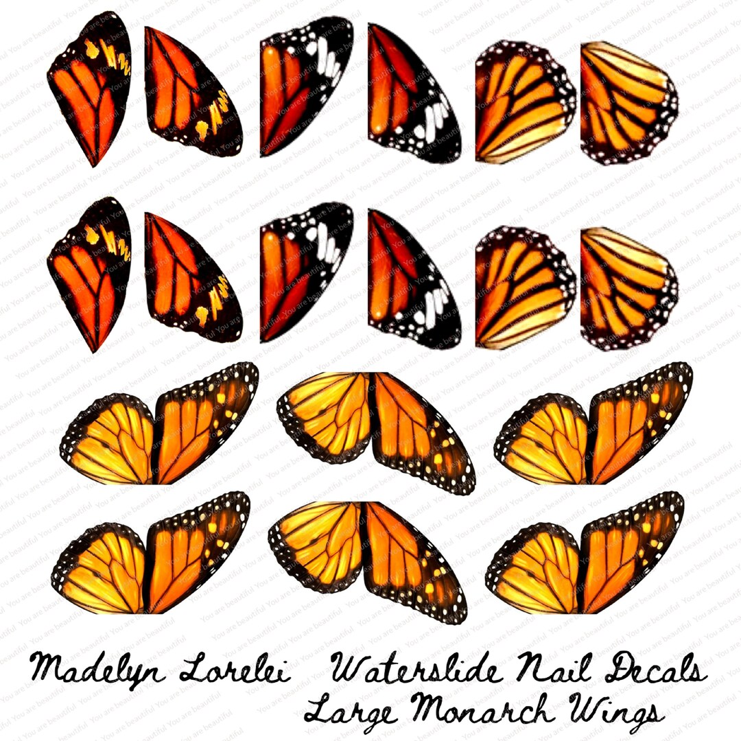 Monarch Wings Waterslide Nail Decals - Etsy