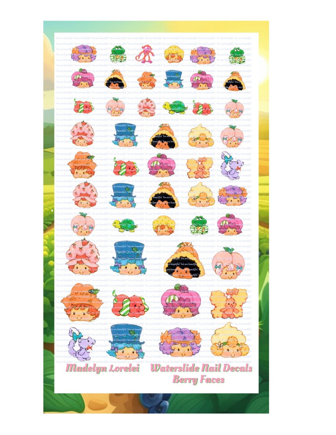 Berry Faces Waterslide Nail Decals - Etsy